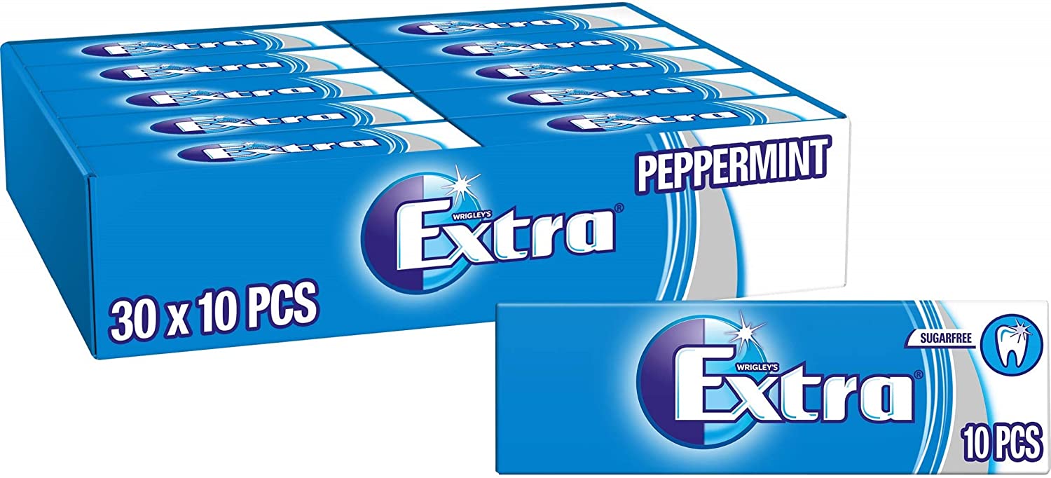 Extra Chewing Gum, Sugar Free, Peppermint Flavour, 30 Packs of 10 ...